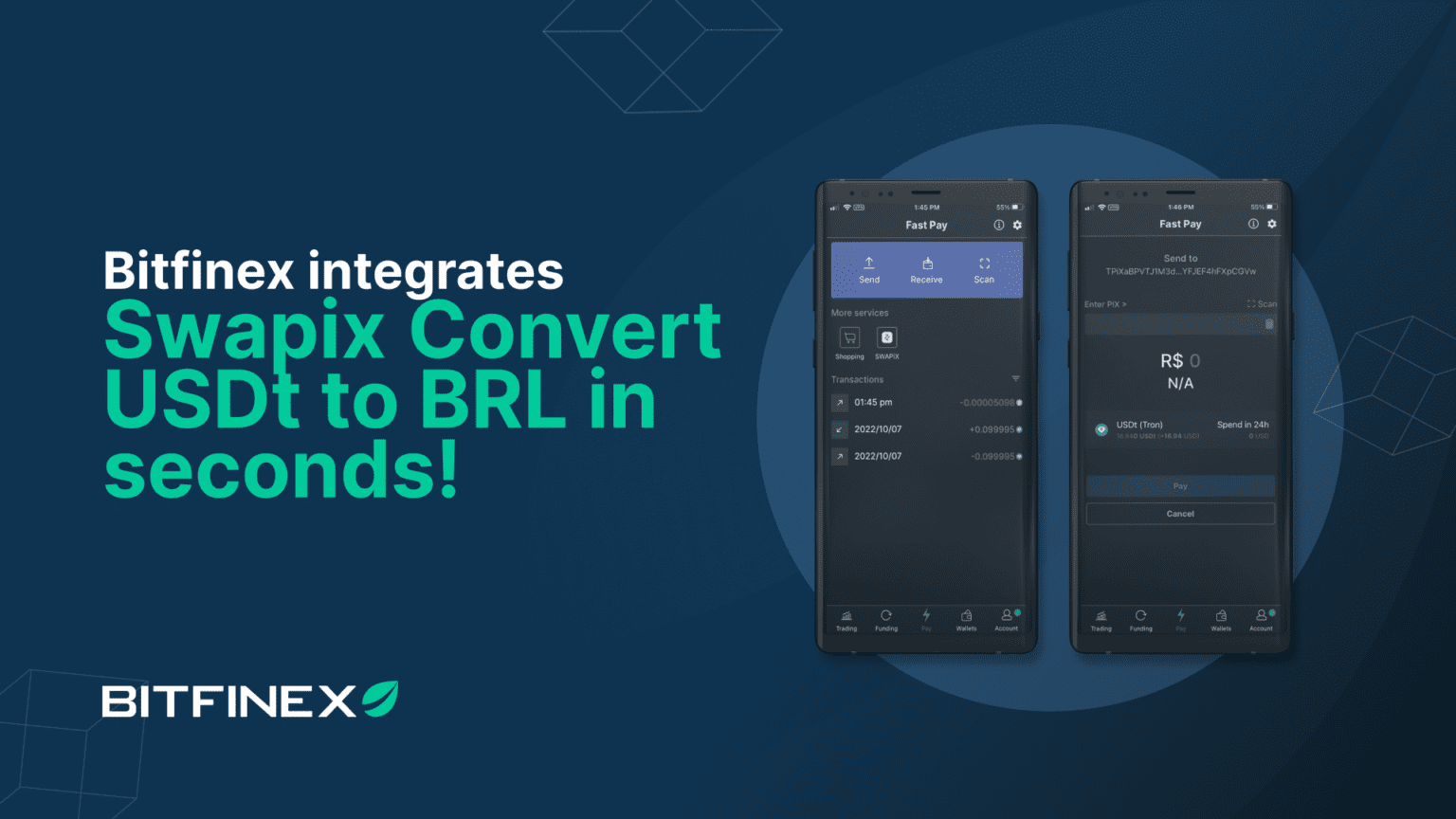 Bitfinex Connects to SmartPay via SWAPiX for Brazilian Real (BRL) On-and-Off Ramp - Bitfinex blog